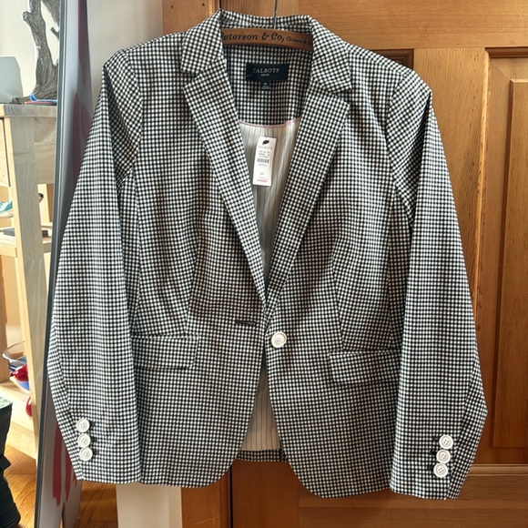 Talbots | Jackets & Coats | Talbots Blazer Gingham Black And White | Poshmark